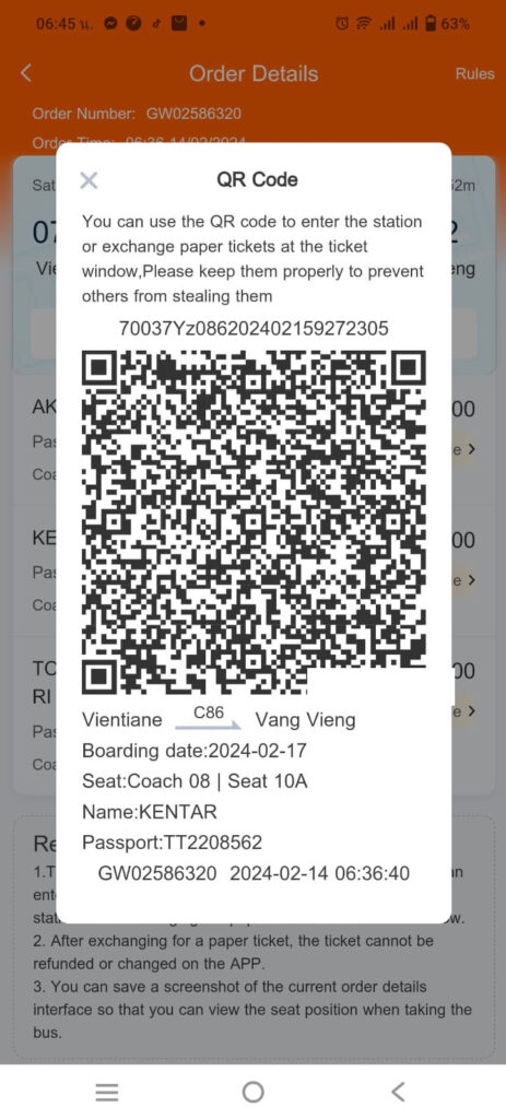 Laos and china railway high speed train ticket